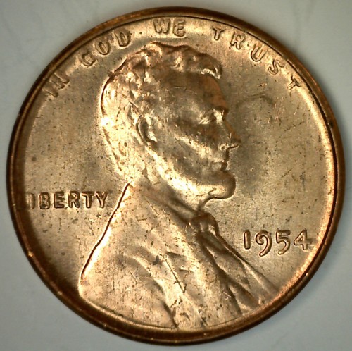 1954 Uncirculated Lincoln Wheat Cent Coin Nice Red Penny Philadelphia ...