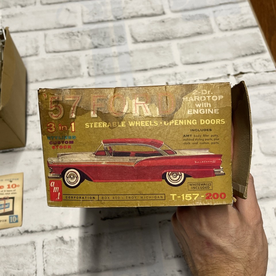AMT 57 FORD 3 IN 1 T-157-200 PLASTIC MODEL KIT VINTAGE VTG RARE WITH ...