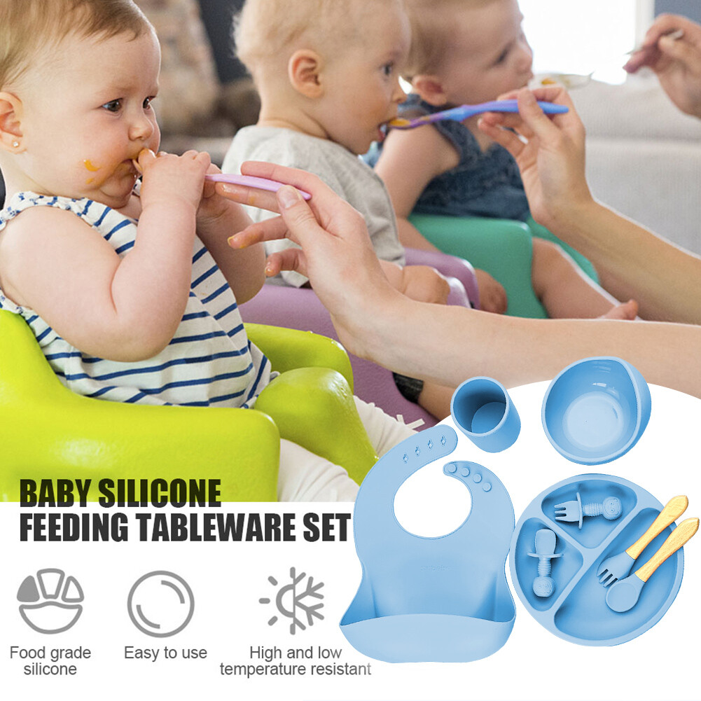 8 Pcs Baby Feeding Set Soft Silicone Baby Feeding Kit for Toddler ...