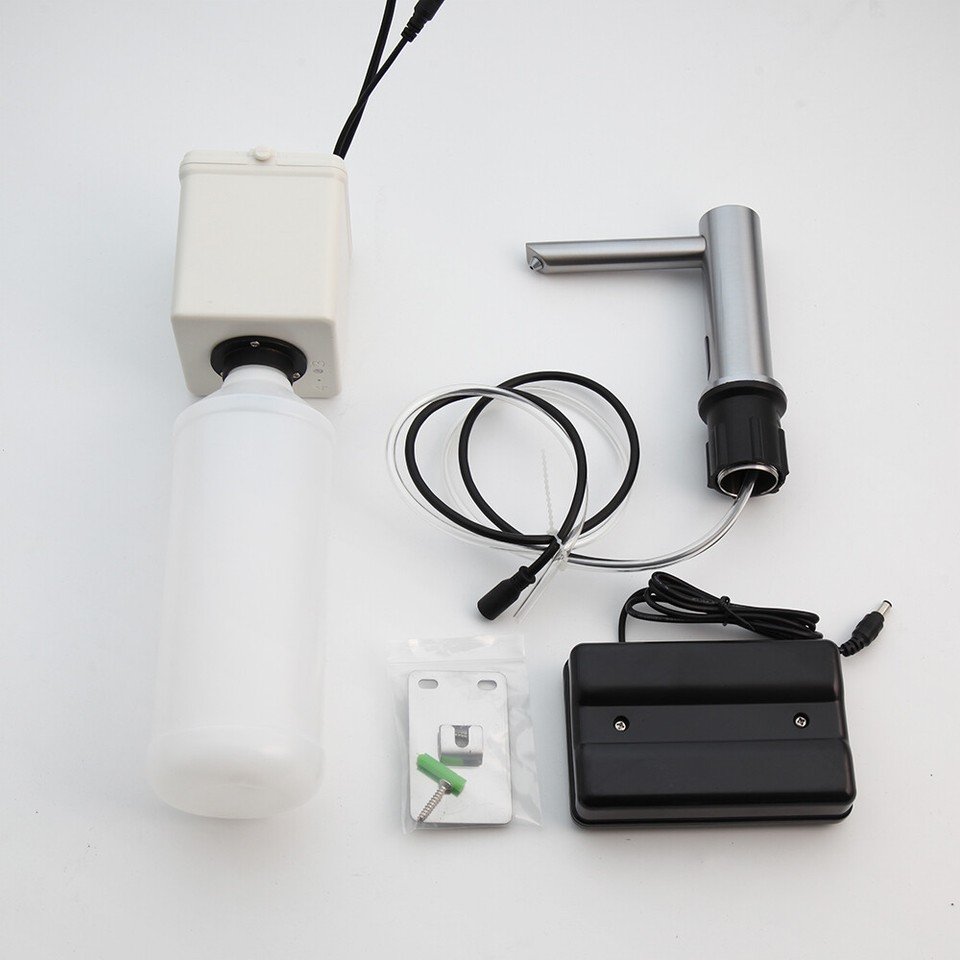 Kitchen Sink Brushed Nickel Automatic Hand Sensor Brass 500 ML Soap ...