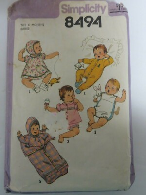 Vintage 1970's Simplicity 8066 INFANT BABY LAYETTE Sewing Pattern Size ...