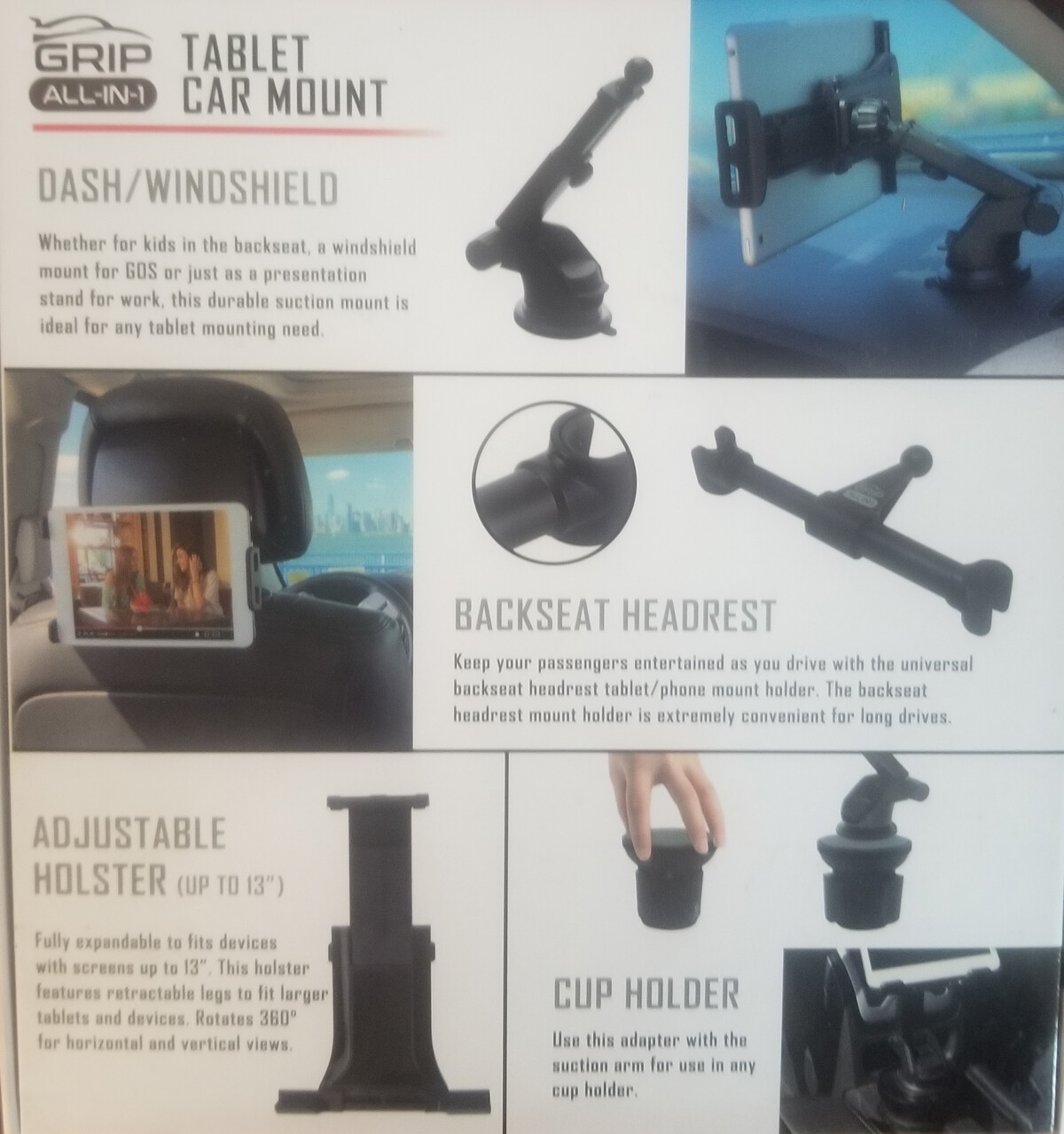 Verizon Grip All-in-1 Tablet Car Mount for tablets up to 13 inches ...