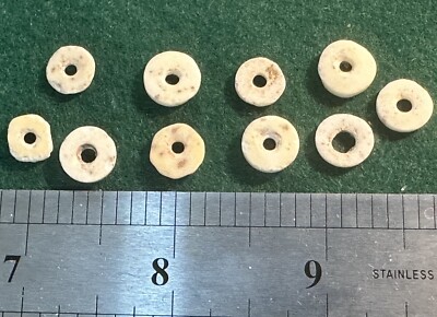 (10) Original Cherokee Indian Shell Trade Beads Ancient Artifacts Pre ...