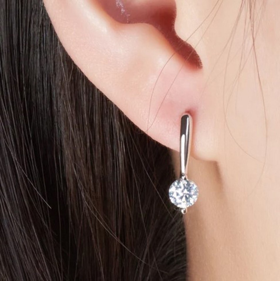 2.14Ct Vvs-1 +Ice White Real Moissanite Diamond Dangle Silver Earrings ...