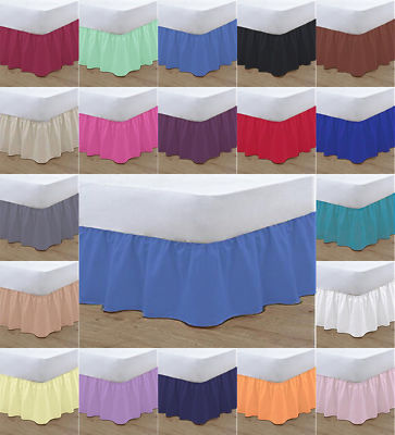 BED SHEET PLAIN DYED FRILLED POLY COTTON PLATFORM BASE VALANCE SHEETS ...