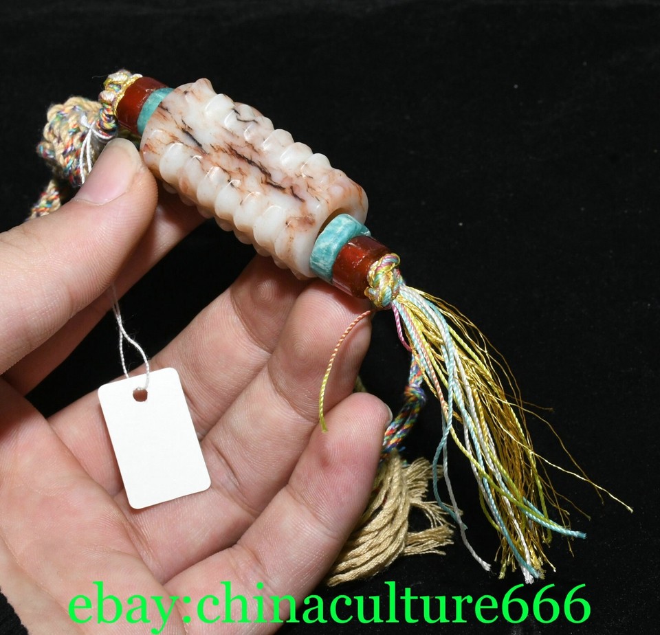 12.6'' Old Dynasty Natural Hetian Jade People Person Man Dragon Loong ...