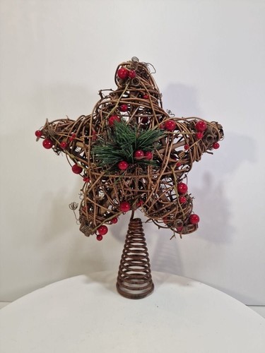 Primitive Farmhouse Rustic Twig & Berry Star Christmas Tree Topper, C10 ...