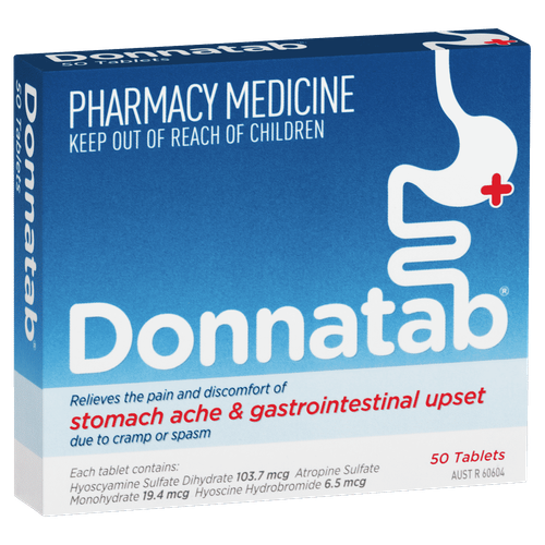 Donnatab 50 Tablets Relieves Pain Discomfort Stomach Ache ...