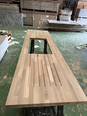 Farmhouse Oak Worktop, 3M x 620mm x 40mm, Real Oak, 40mm Staves ...