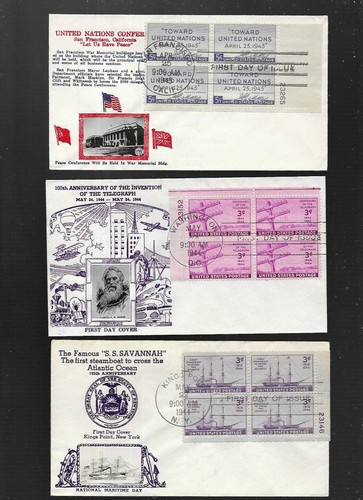 US FDC FIRST DAY COVERS 1944 TO 1946 PLATE BLOCKS CROSBY COLLECTION LOT ...