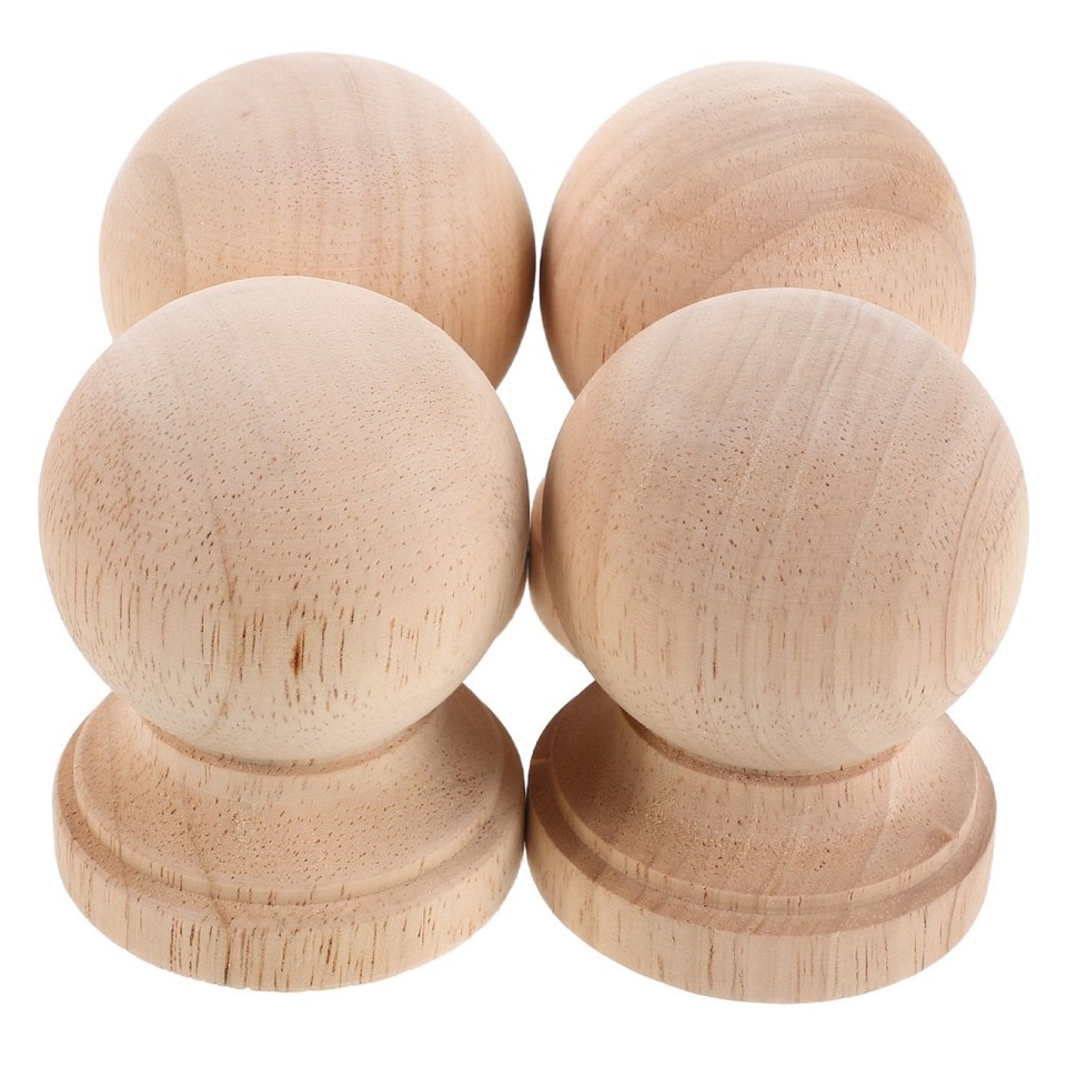 4 Pcs Unfinished Wood Ball Finial Deck Spindles Finials for Bed Posts ...