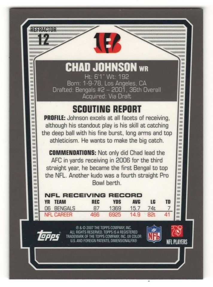 2007 Topps Draft Picks & Prospects Black Refractor #12 Chad Johnson ...