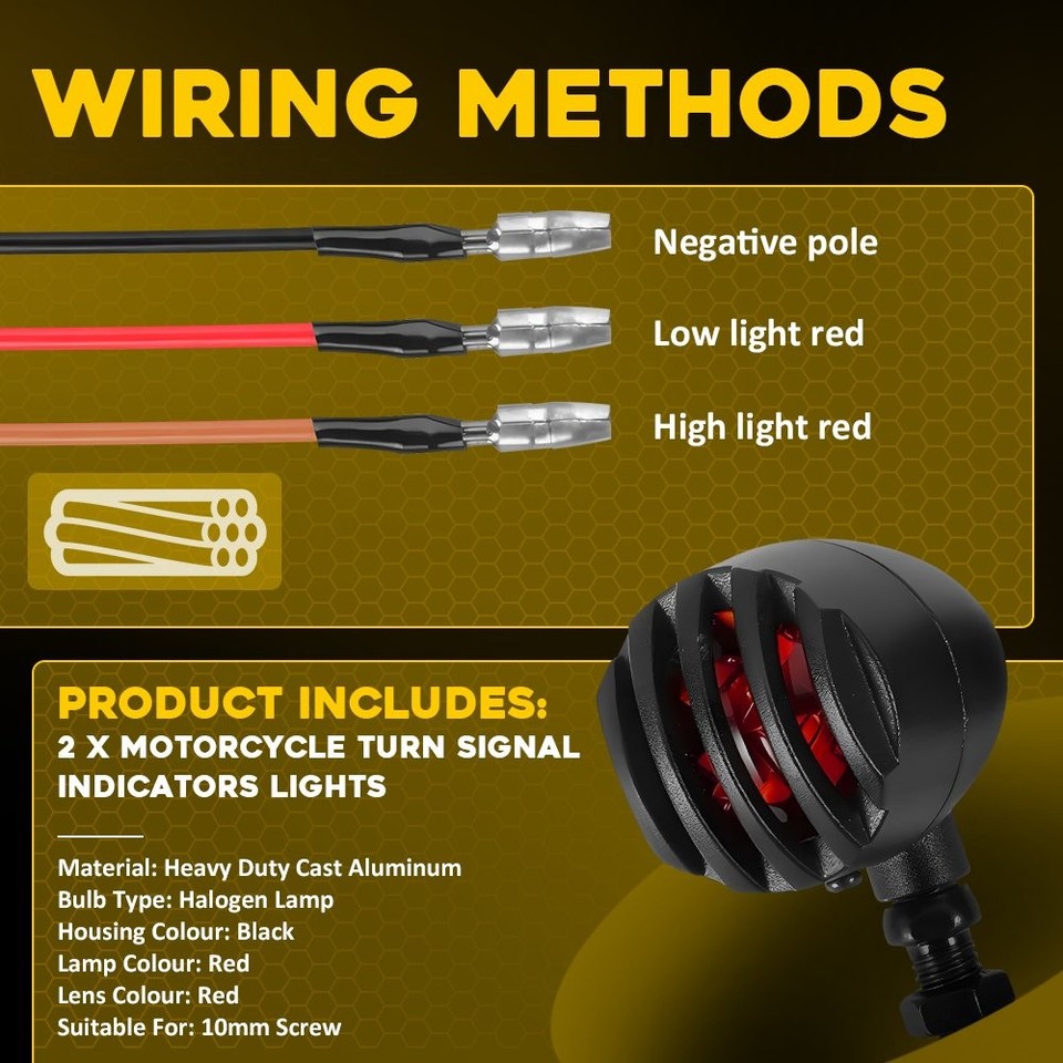 2-20 Universal Motorcycle Halogen Red Turn Signal Lights Front Blinker ...