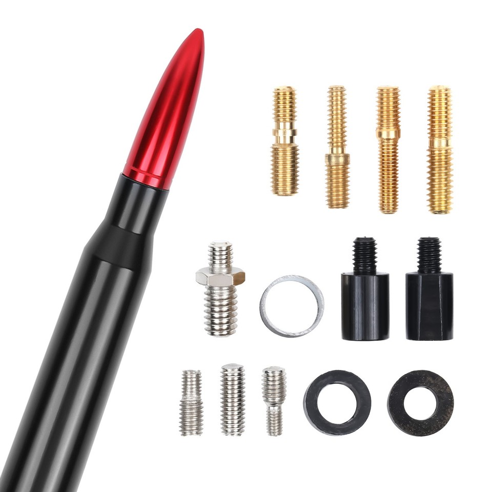 AM/FM Bullet Antenna 50 Cal Black Red For Chevy GMC Truck Suv Silverado ...