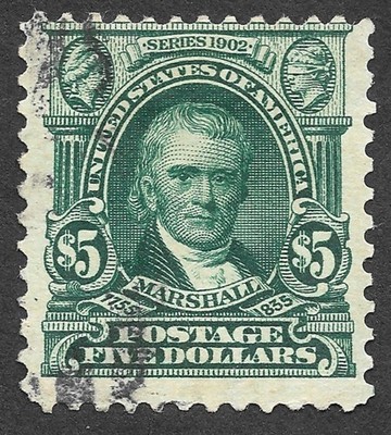 Used 1903 $5 Supreme Court Justice John Marshall Stamp, Scott #313, cv ...
