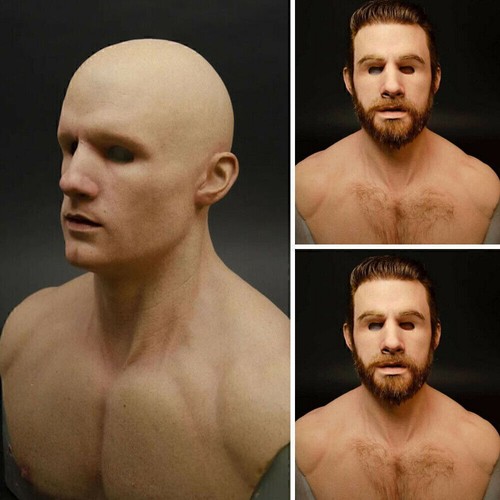 Realistic Man Bald Head Human Latex Full Face Masks Cosplay Carnival ...