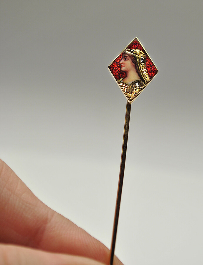 FINE Antique Victorian 18k Gold Enamel Diamond Portrait Pin | eBay