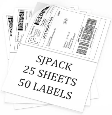 Adhesive Shipping Labels, 8.5" x 5.5" Address Labels for Laser & Inkjet ...