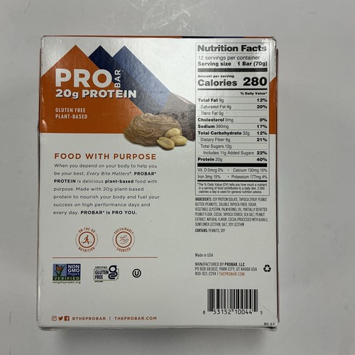 Probar Protein Bar Peanut Butter Chocolate 12 Bars | eBay