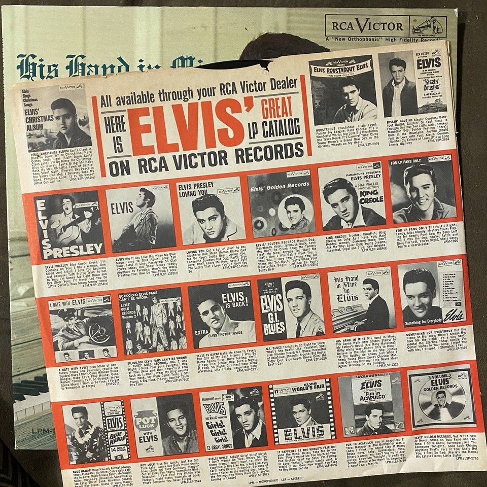 ELVIS PRESLEY His Hand in Mine - 1963 Mono Pressing RCA LP - BEAUTIFUL ...