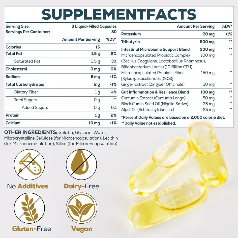 Tributyrin Supplement for Gut & Immune 800Mg | High Bioavailability ...