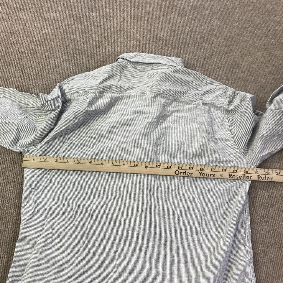 Flint And Tinder Shirt Mens Medium Blue Striped Organic Cotton Hemp ...