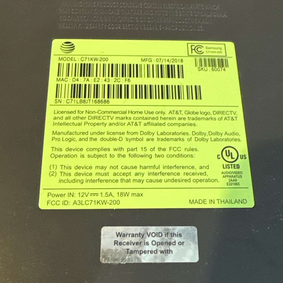 AT&T C71KW-400 Direct TV NOW Streaming Box Osprey Android TV OTT Box ...