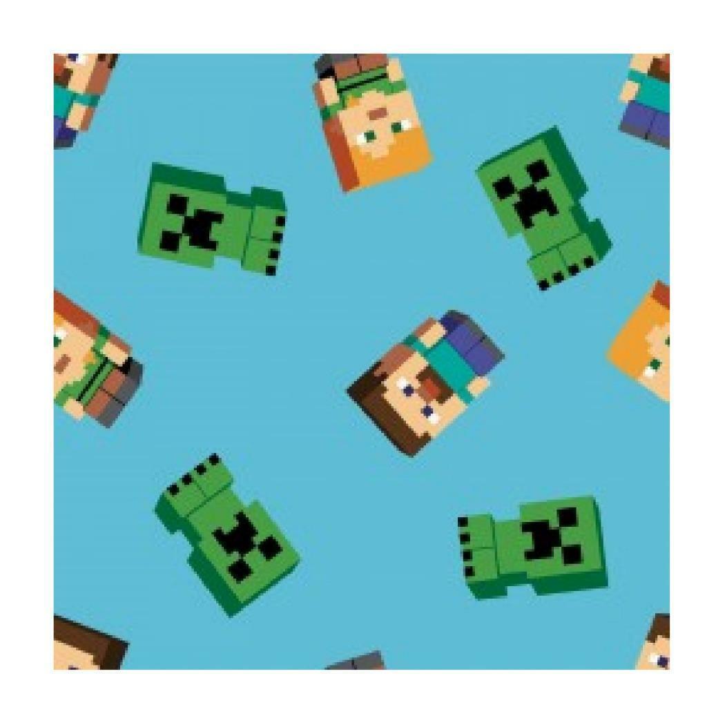 Minecraft Fabrics ~ Friends ~ Grey/blue ~1/2 yard~ 100% Cotton~Spring ...