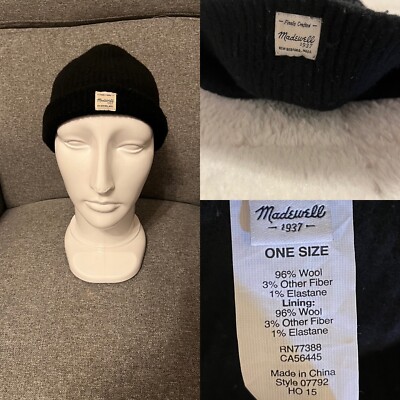Madewell Wool Blend Watch Cap Beanie Black OSFM Unisex Adult #07792 | eBay