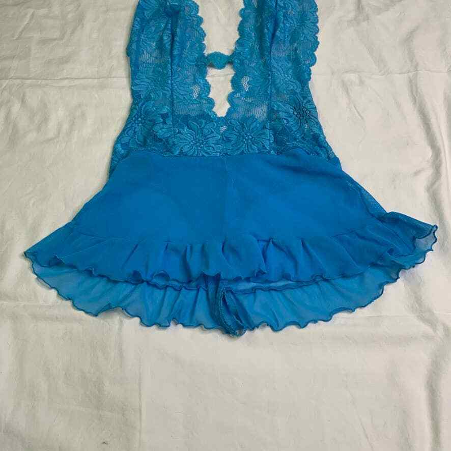 Vintage fredericks of Hollywood Blue floral lace tedd… - Gem