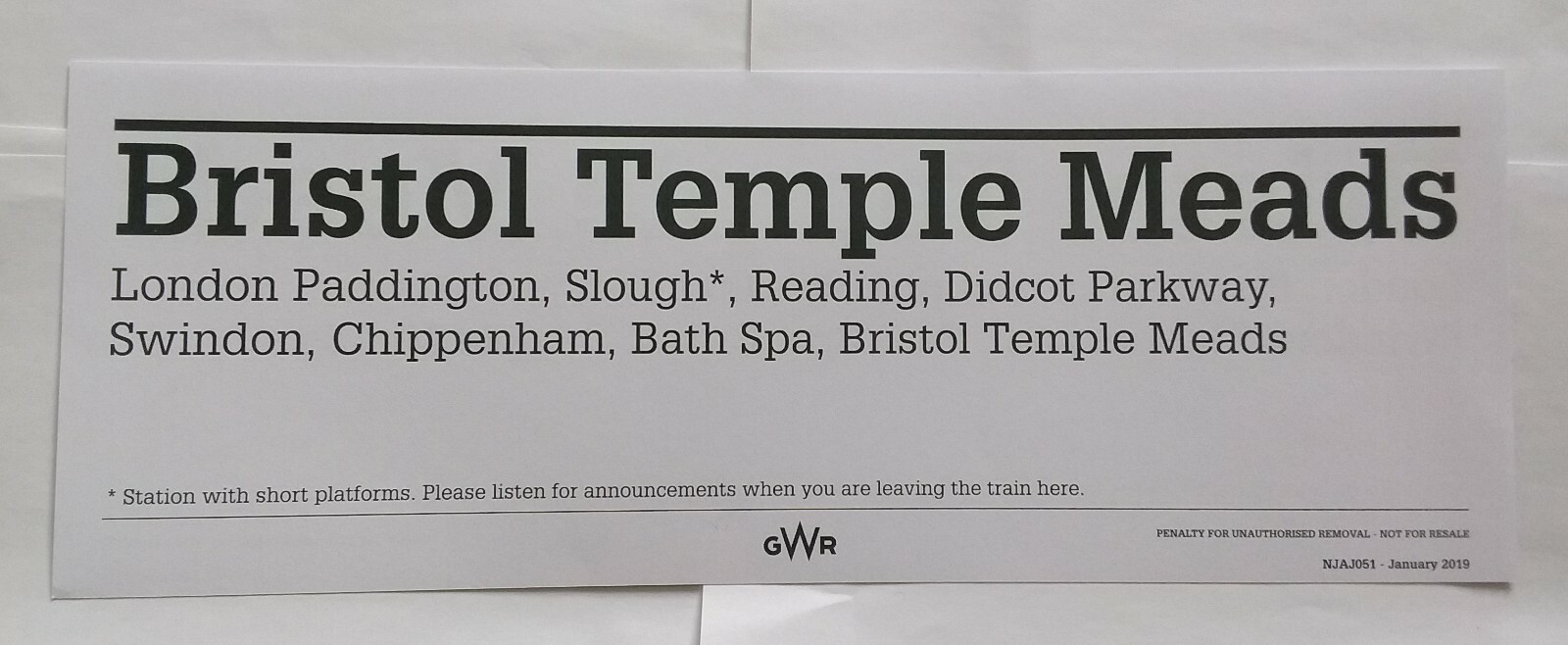 GREAT WESTERN RAILWAY WINDOW LABEL GWR | Grelly UK