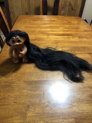 Vintage 1977 Dam Trolls 8” Troll With Long Black Hair Rare Movable Arm ...