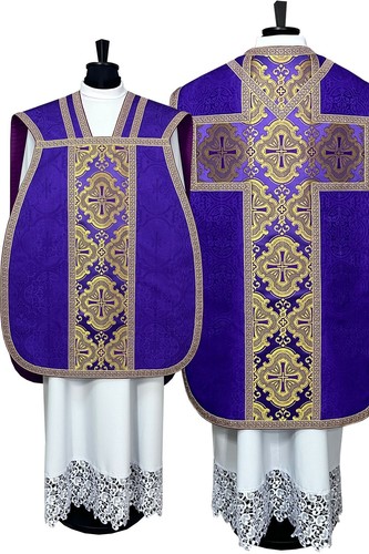 Purple fiddleback CHASUBLE Roman Style/burse,maniple,chalice veil | eBay