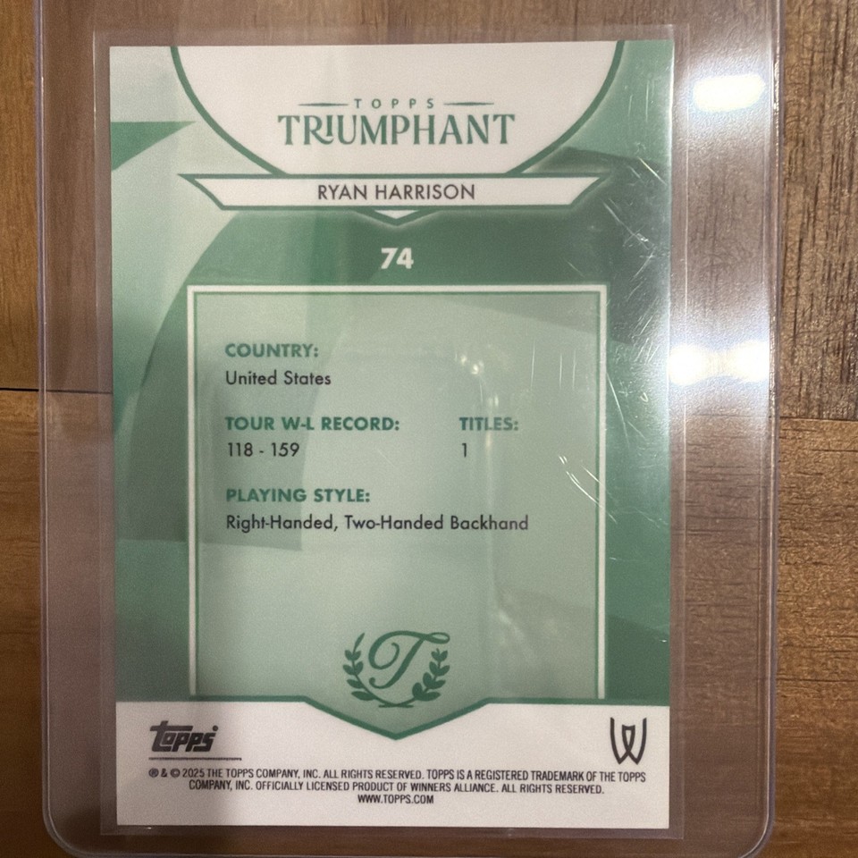 2025 Topps Triumphant - Ryan Harrison, Ryan Harrison #74 Trophy Gold ...