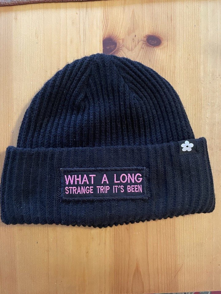 OOAK Grateful Dead Long Strange Trip Black Pink Beanie Hat Deadhead ...
