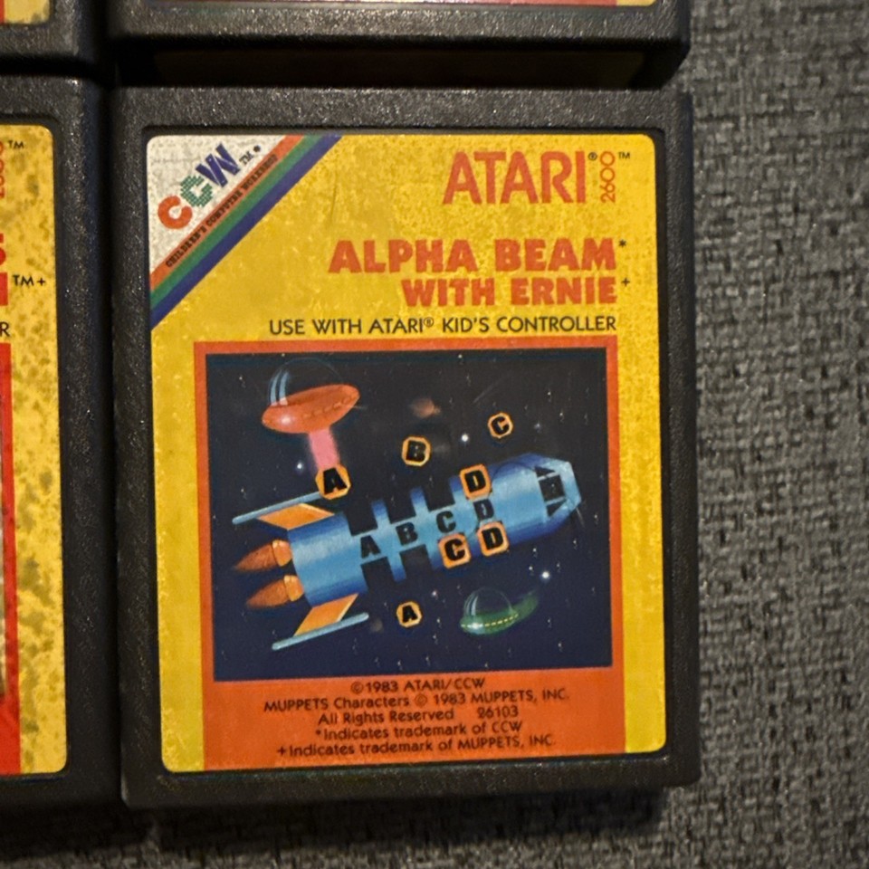 Atari 2600 Sesame Street Alpha Beam Trash Race Egg Catch Cookie Monster ...