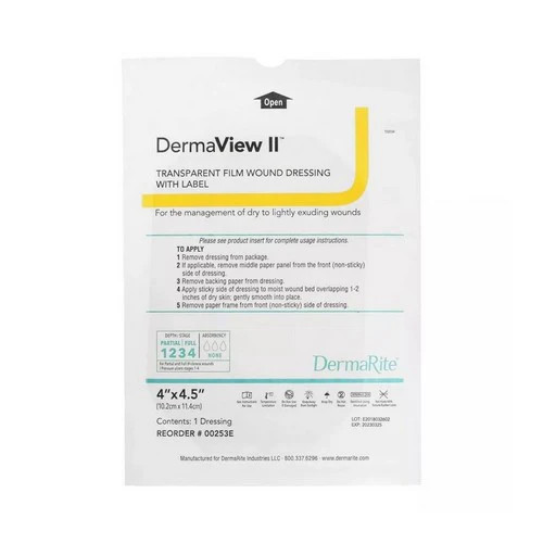 Transparent Film Dressing DermaView II Rectangle 4 X 4-1/2 Inch Frame ...
