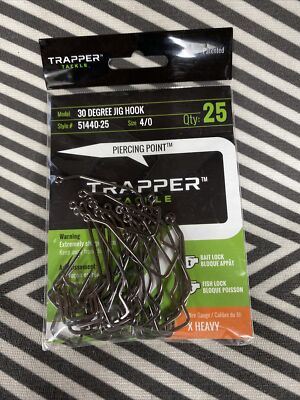 Trapper Tackle 30 Degree Jig Hook 4/0 (25 Pack) X Heavy Fishing Hooks ...