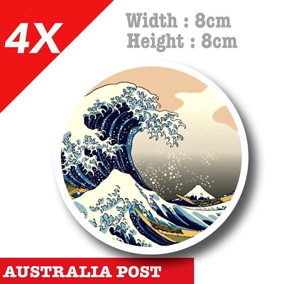 The Great Wave of Kanagawa Wave Circle x4 - Osaka Japan JDM Vinyl ...