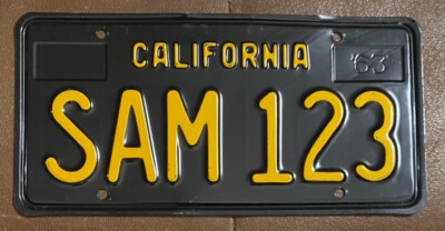 California BLACK 1963 SAMPLE License Plate # SAM 123 | eBay