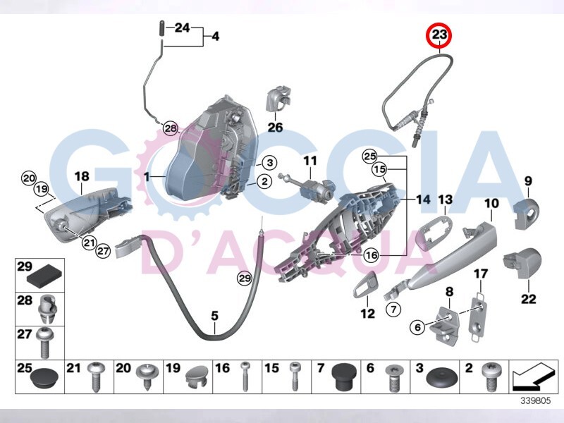 BMW 3 Front Right Door Lock Handle Bowden Cable E90 51217317560 Genuine ...