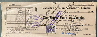 The Royal Bank of Canada - 1949 Bank Cheque - Toronto, Ontario - Tax ...