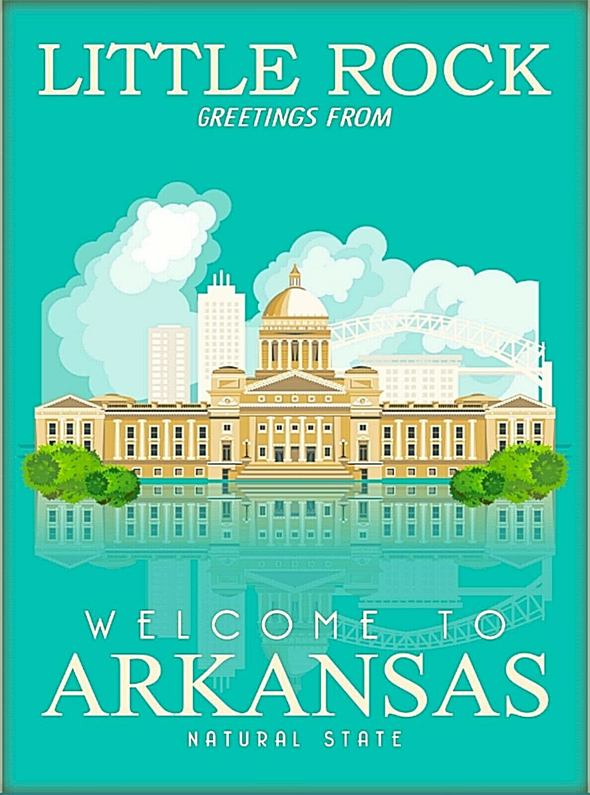Little Rock Welcome to Arkansas Retro Travel Advertisement Art Deco ...