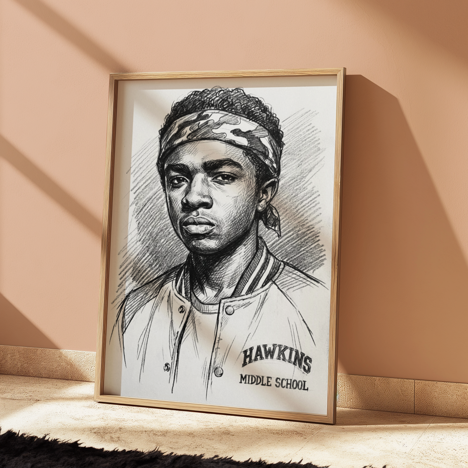 STRANGER THINGS LUCAS SINCLAIR DRAWING PRINT SKETCH 8" x 10" PRINT WALL ...