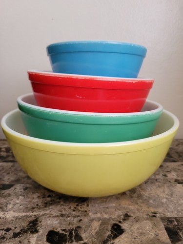 Vintage Pyrex Primary Colors Set of 4 Mixing Bowls 401, 402, 403, 404 ...