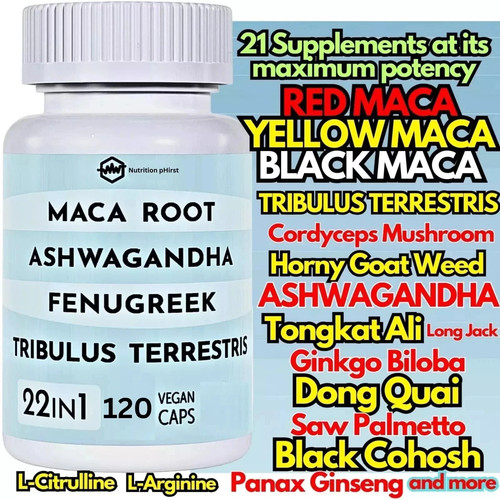 22 in 1 Max Potency Maca Root Blend Goat Weed Tongkat Ginkgo Tribulus ...