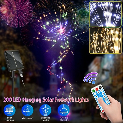 Outdoor Solar Garden Lights LED Firework Light Patio Garden Party ...