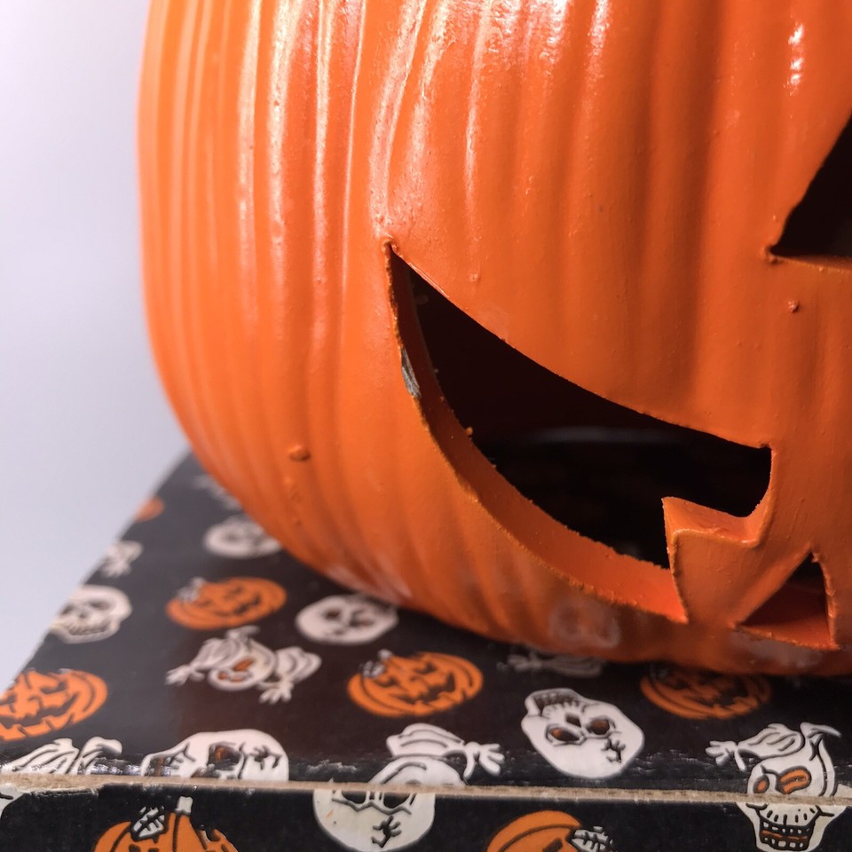 Vintage Halloween Ceramic Pumpkin Jack O Lantern Candle Tea Light ...