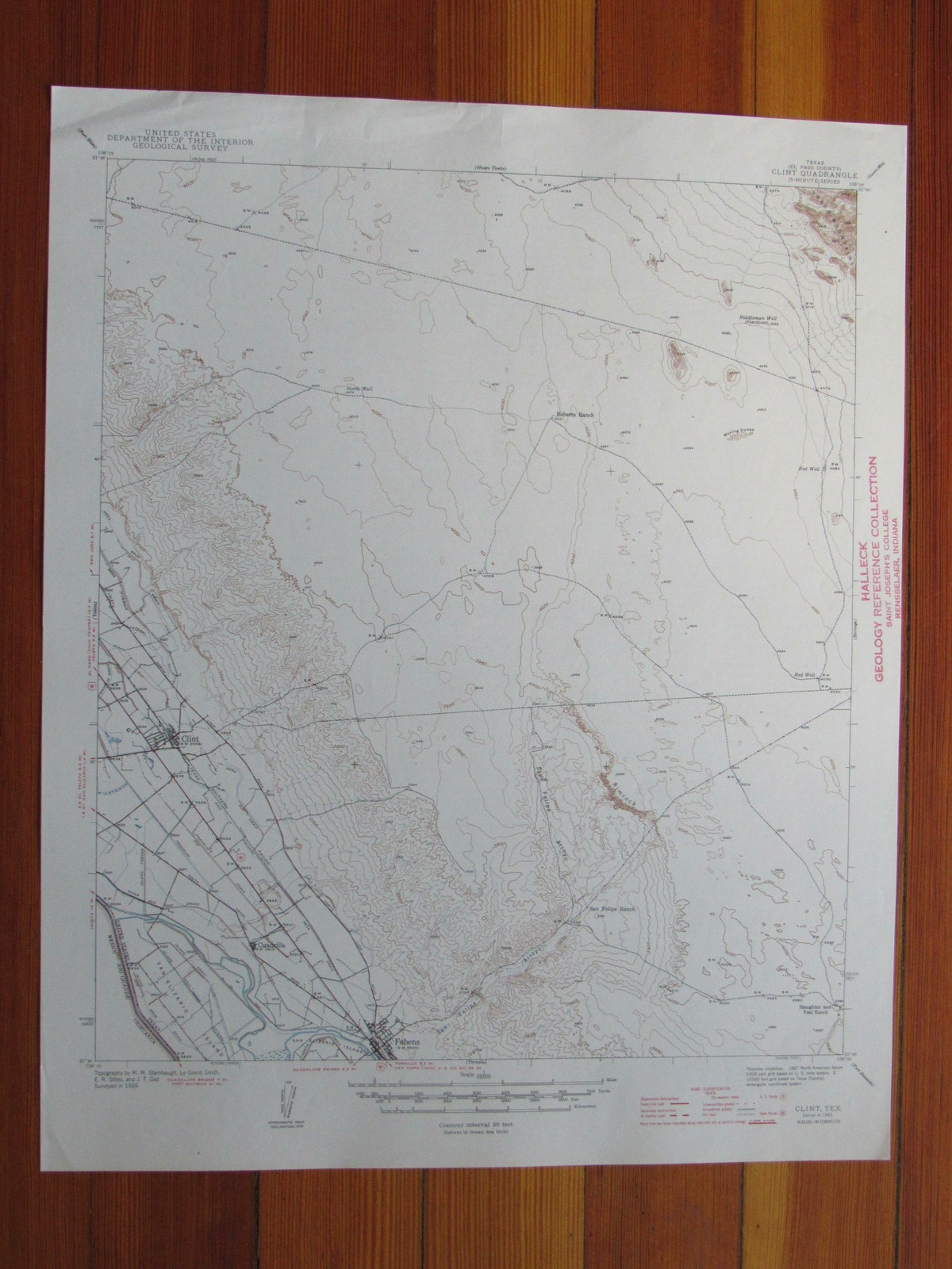Clint Texas 1945 Original Vintage USGS Topo Map | eBay