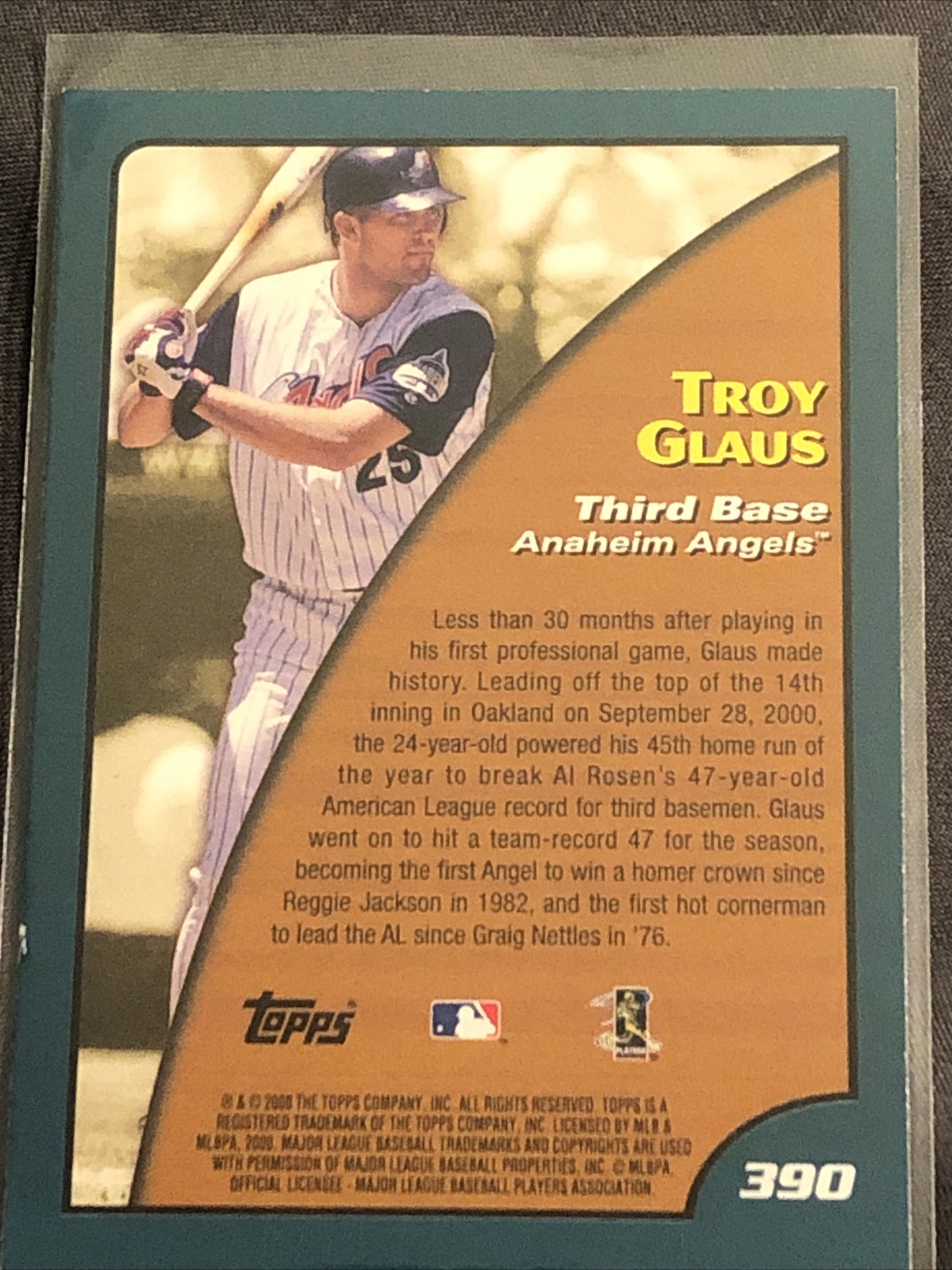2001 Topps 390 Troy Glaus Anaheim Angels Baseball Card | eBay